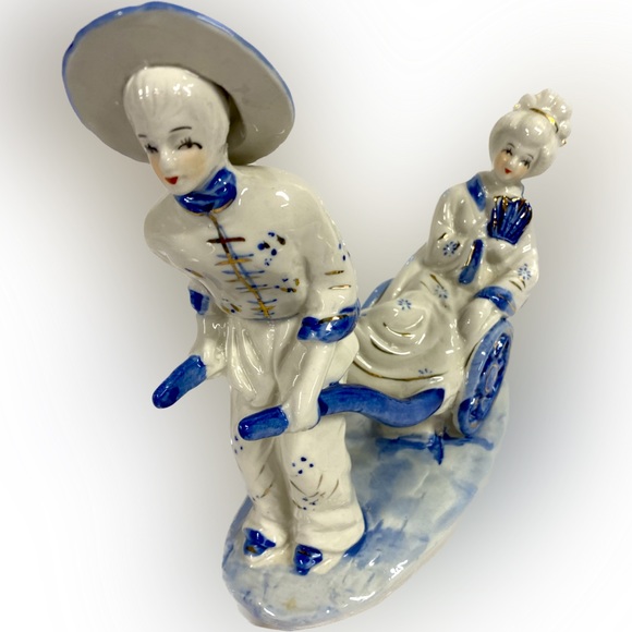 Chinese | Accents | Porcelain Chinese Rickshaw Man And Lady Figurine ...